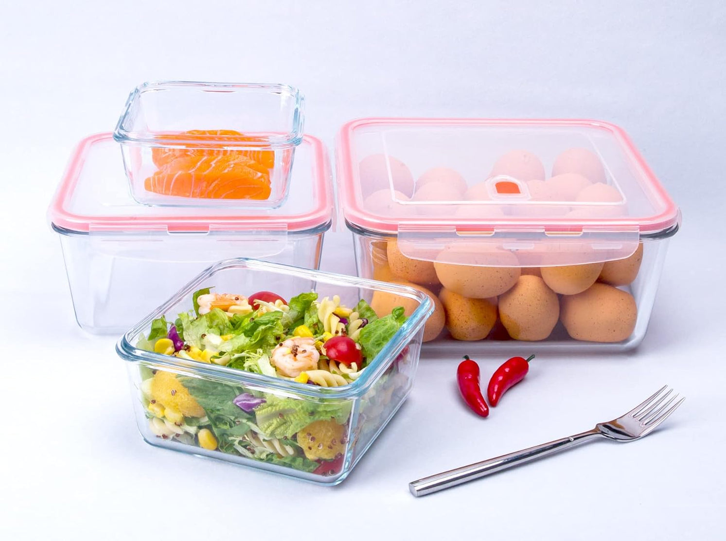 Square 3pcs Glass Food Box X682 — Dear Home