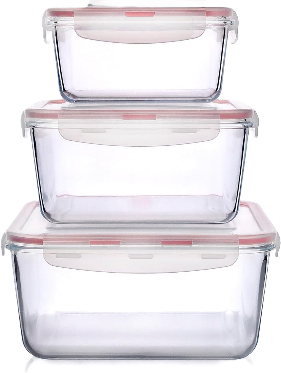 Square 3pcs Glass Food Box X682 — Dear Home