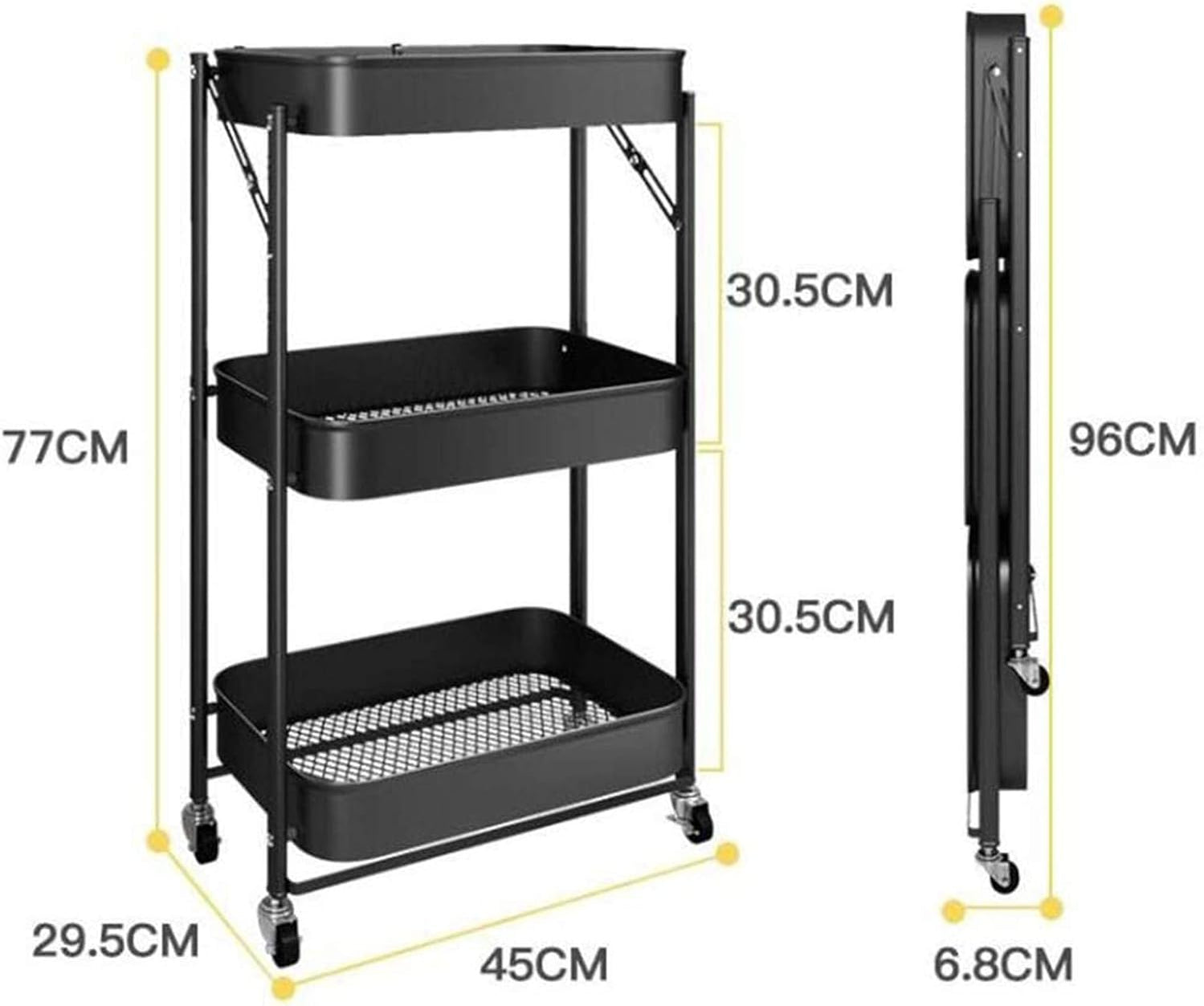 Folding Storage Metal Rack Trolley Black X891 — Dear Home