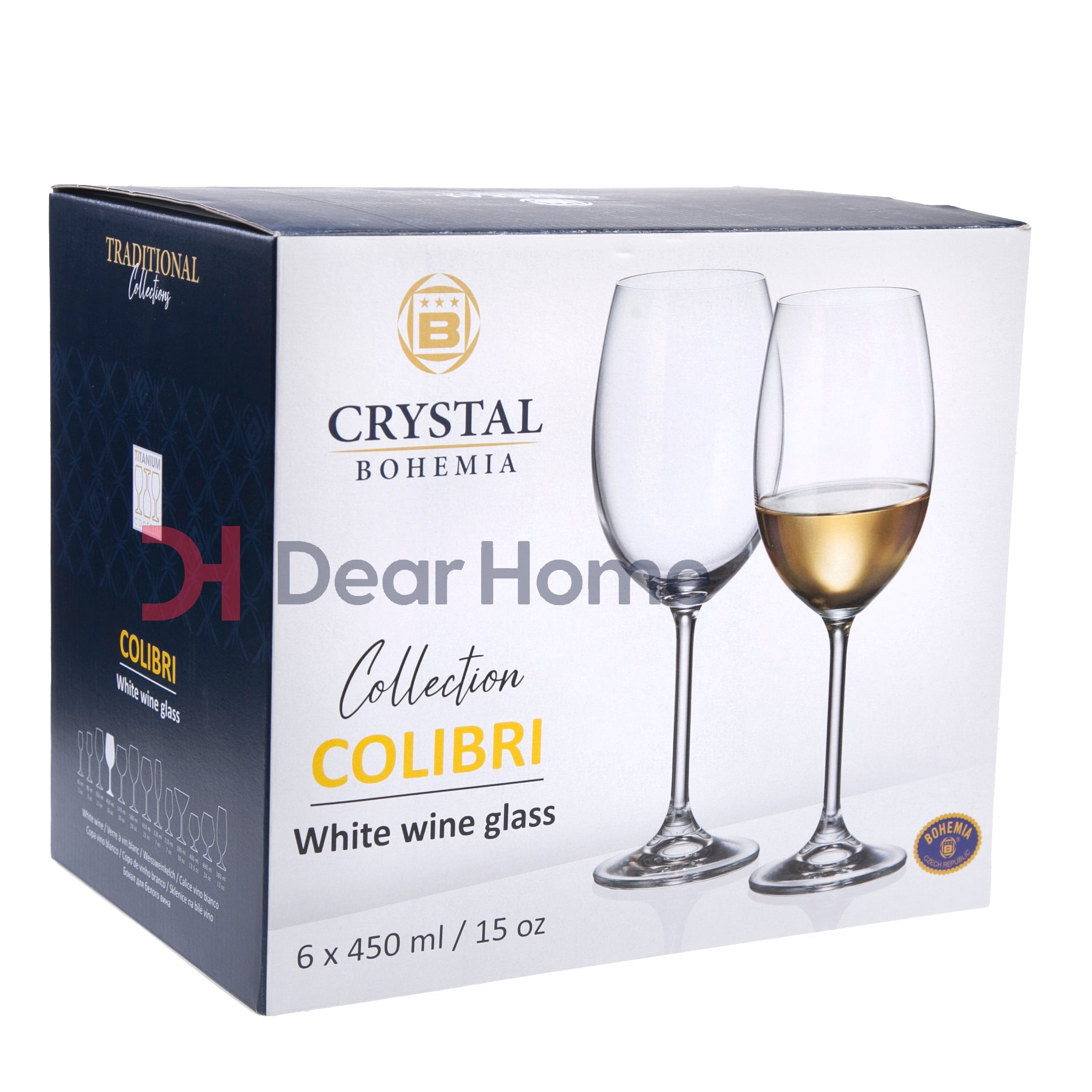 BOHEMIA COLIBRI 450ML WHITE WINE 6PCS — Dear Home
