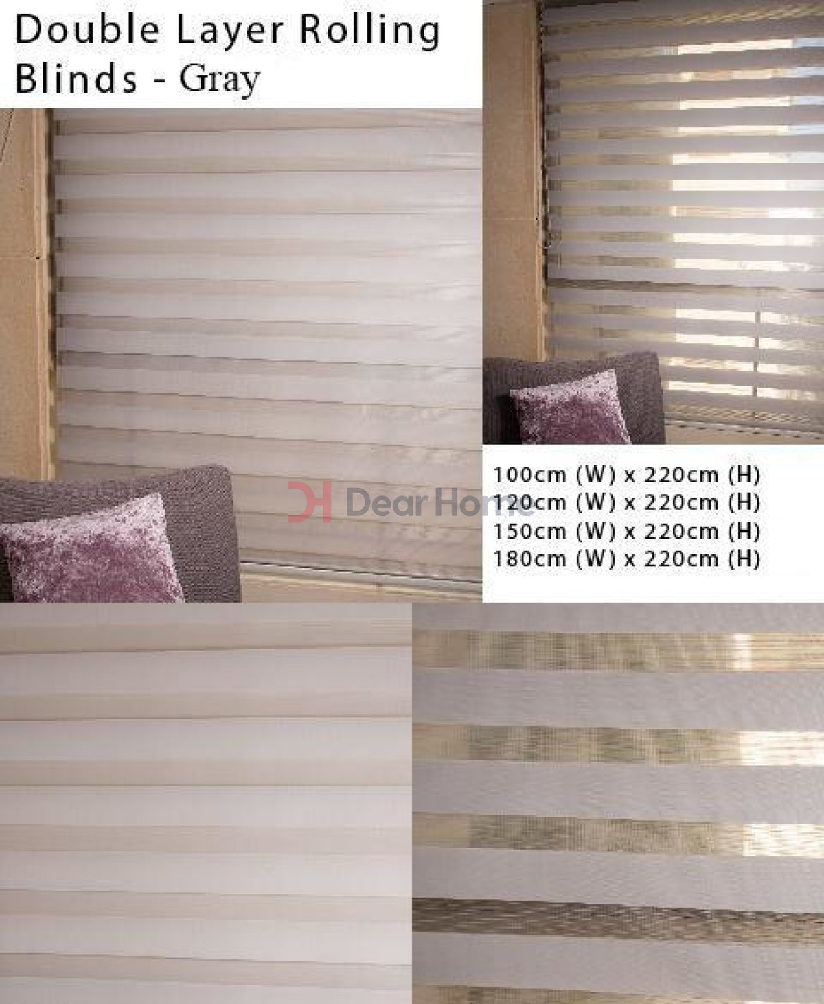 Gray 180*220cm Duo Rolling Home Curtain X740 — Dear Home