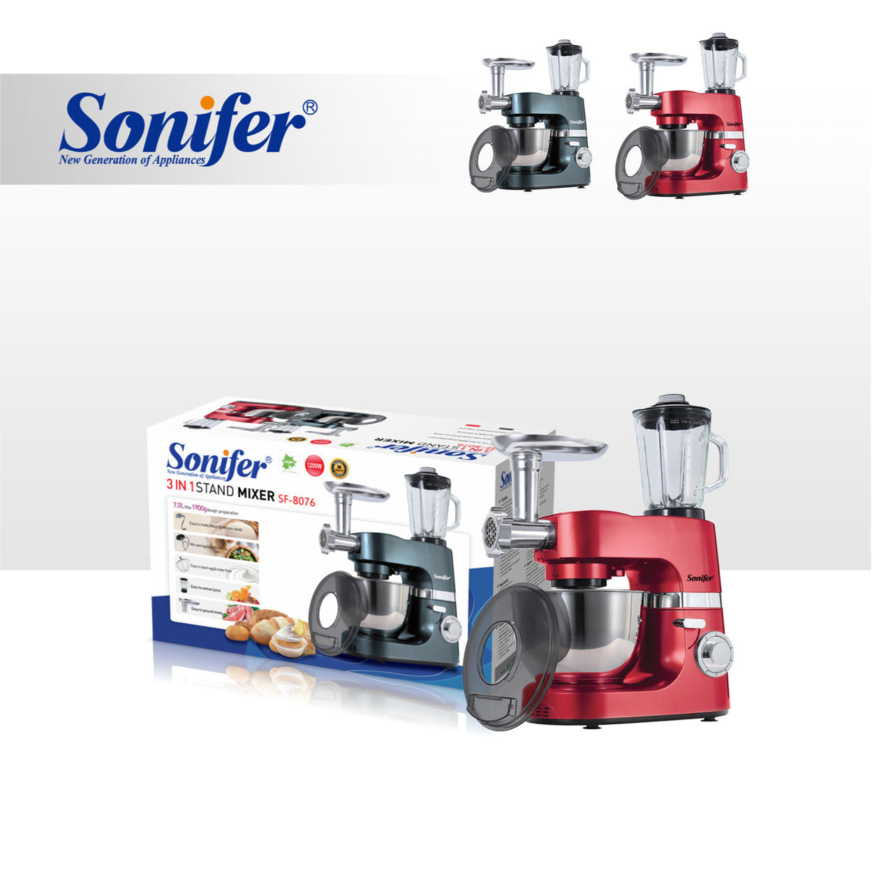 Sonifer 7L 3IN1 Stand Mixer 1200W SF-8076 — Dear Home