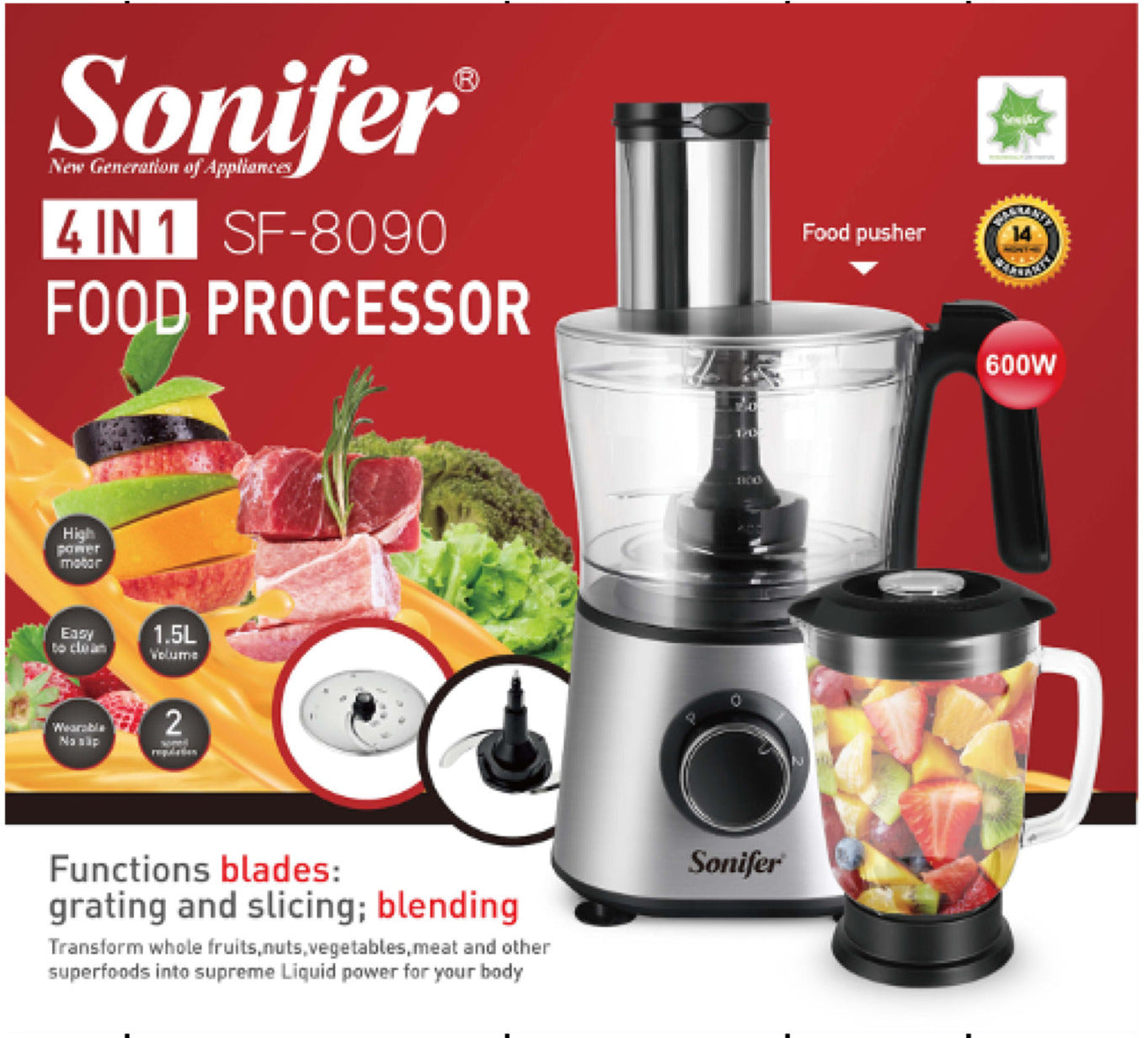 Sonifer 4IN1 Food Processor SF-8090 600W — Dear Home