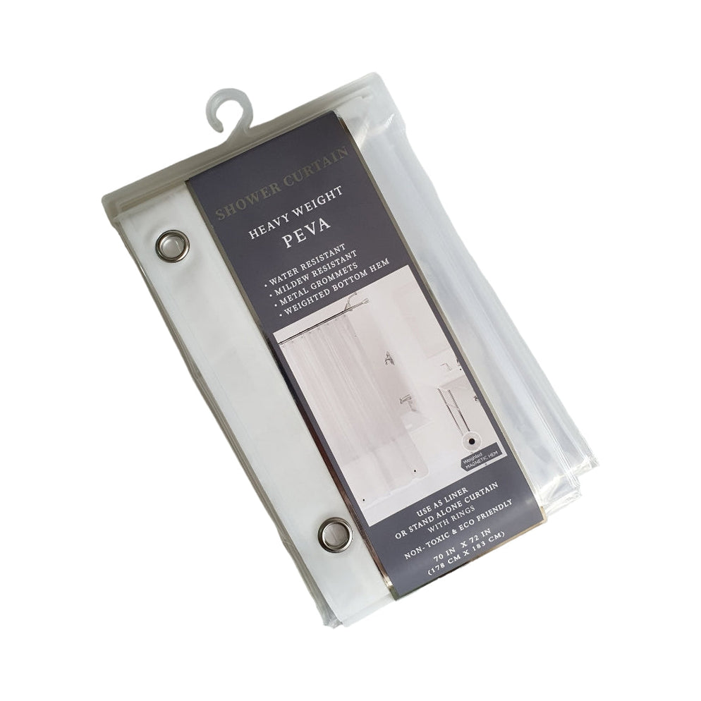 HEAVY PEVA SHOWER CURTAIN + HOOKS X534 — Dear Home