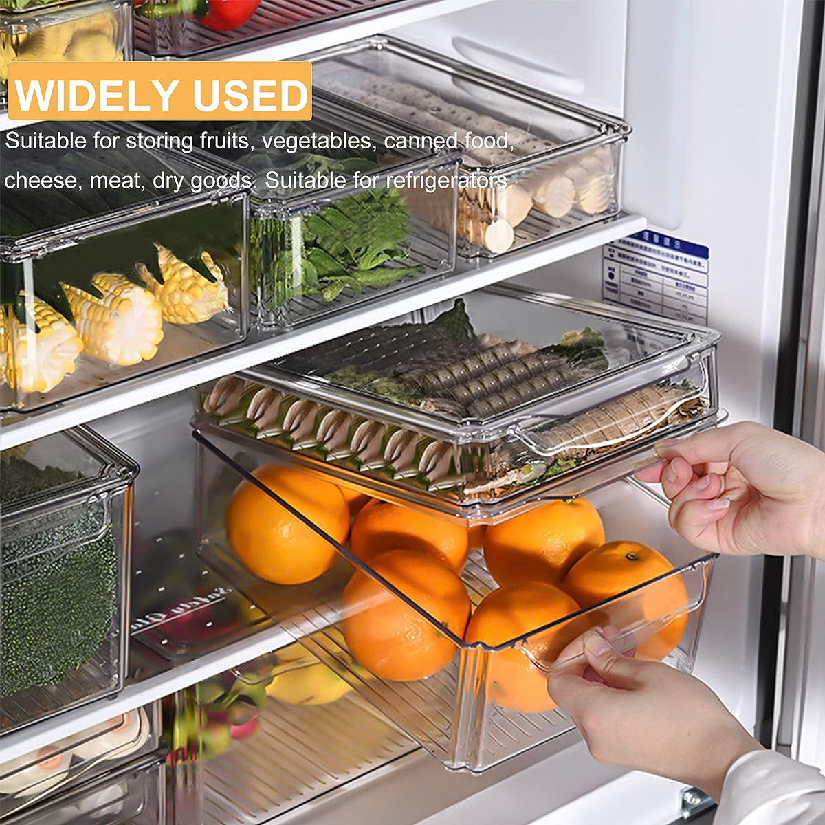 Plexi Stackable Fridge Box with Cover 32x15.5x10cm X580 — Dear Home